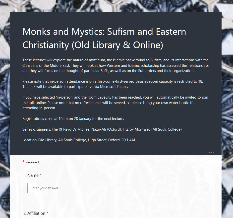 Monks and Mystics: Sufism and Eastern Christianity | Faculty of Asian ...
